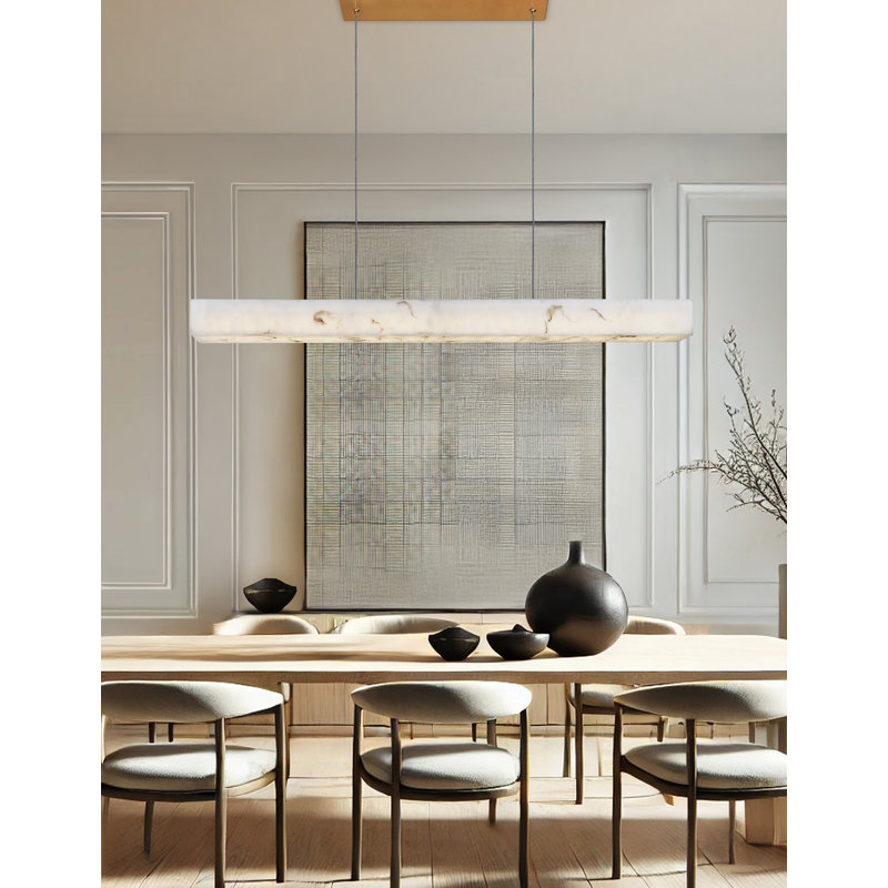 Orren Ellis LumenAria - Medley 48" LED Linear Pendant - Faux Alabaster Shade | Wayfair